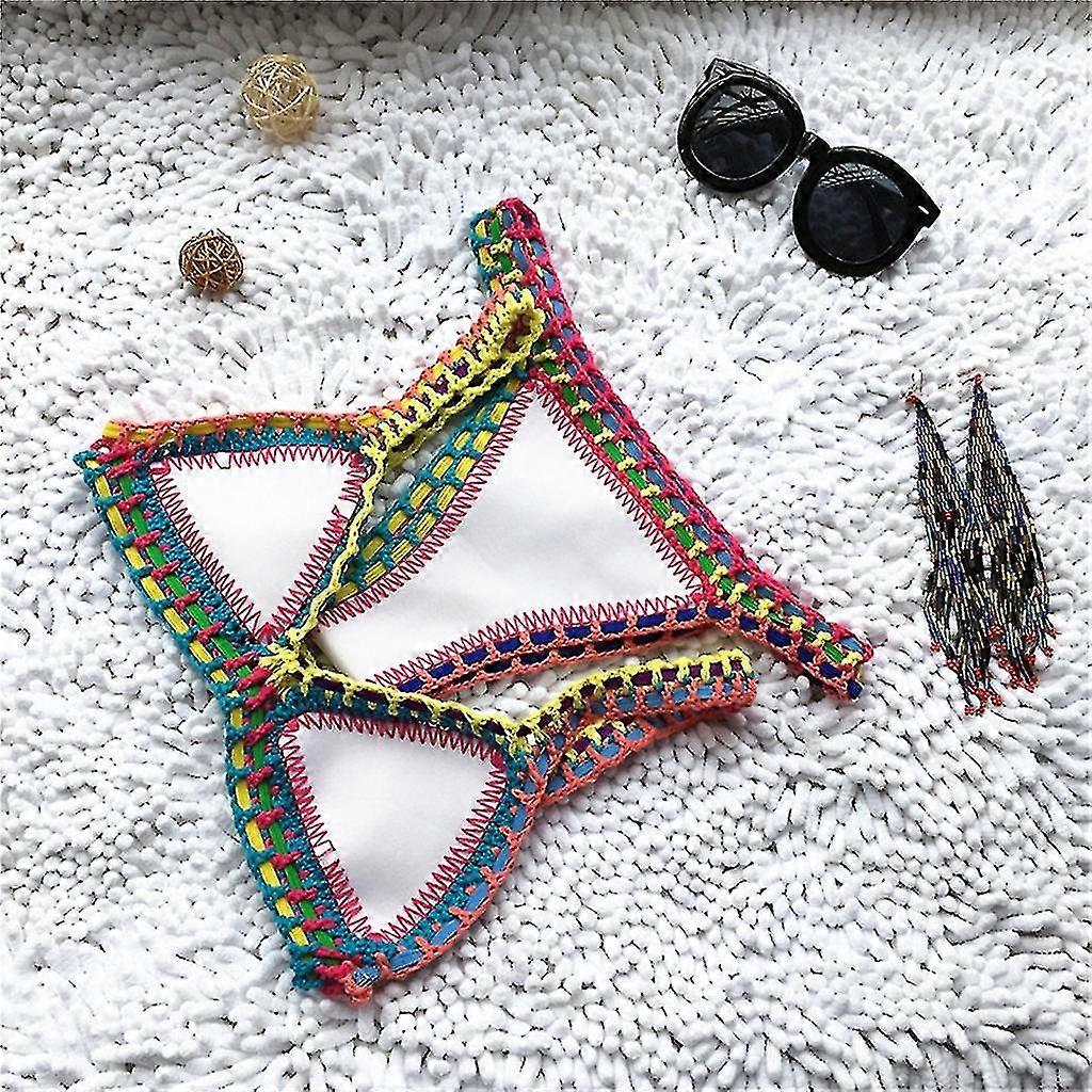 Womens Color-block Bathing Suit Crochet Swimwear Sexy Bikinis Top And ...