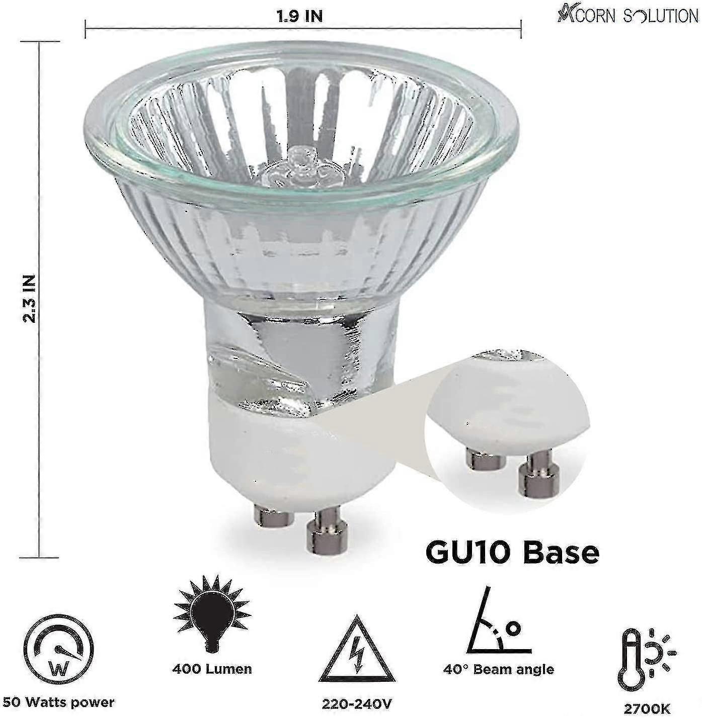 Gu10 Halogen Light Bulbs, 8 Pack 50w Gu10 Halogen Spot Lights, Ac 220v ...