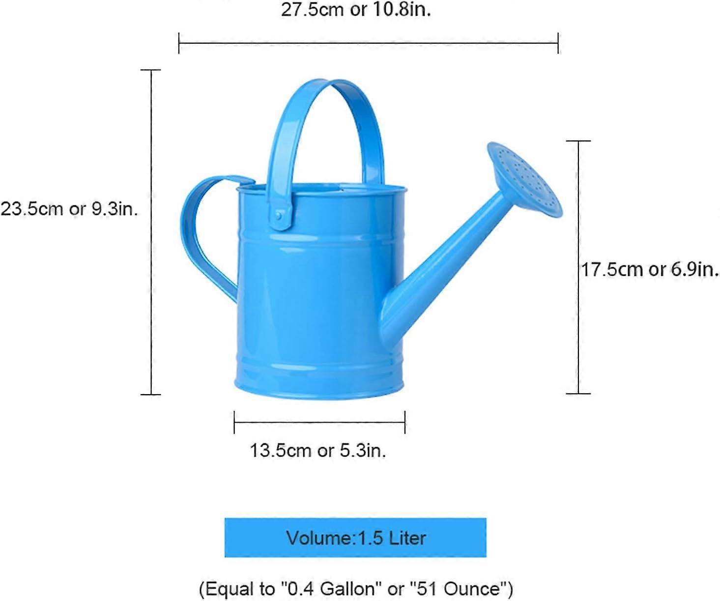 1.5L Blue Metal Watering Can - Outdoor Watering Bucket for Kids - Small ...