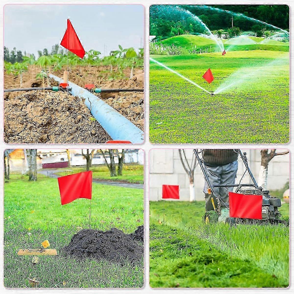 50-Piece Red Yard Marking Flags - 15x4x5 Inches Irrigation and ...