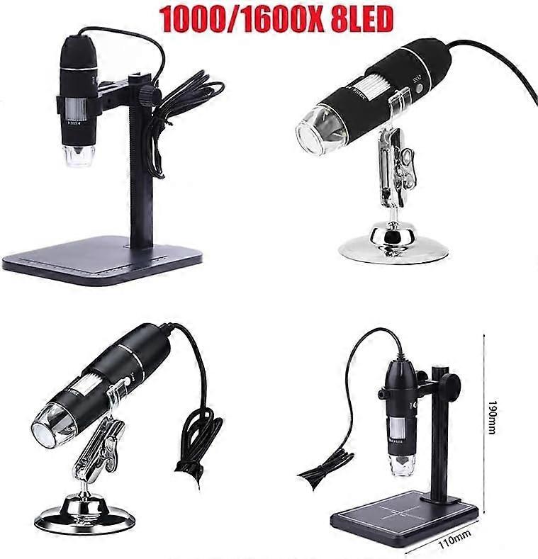 Microscope Accessory Kit USB Digital Microscope 1000X 1600X 8 LED 2MP ...