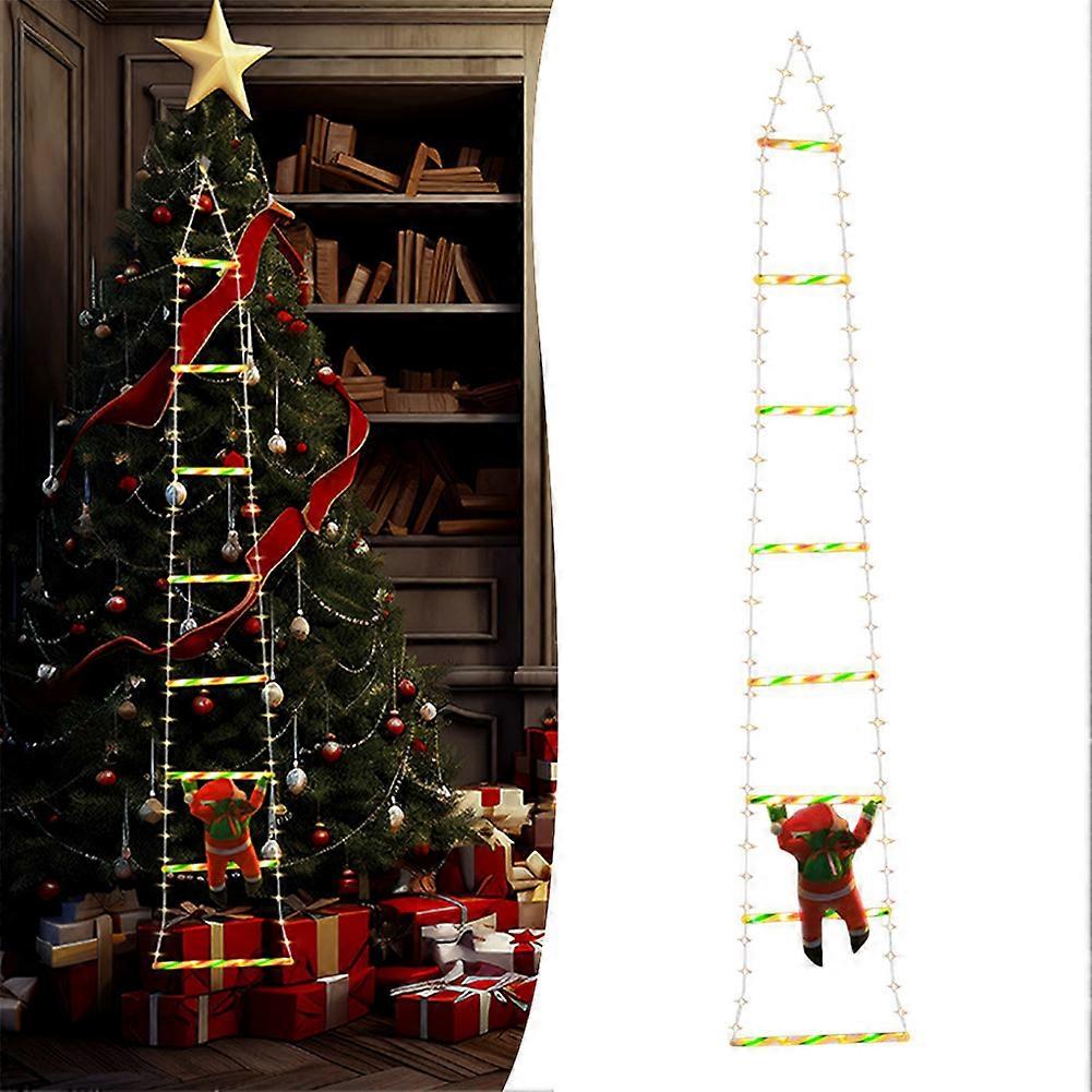 Climbing Ladder Santa Claus LED Lights 8 Modes Lighting Santa Plush ...