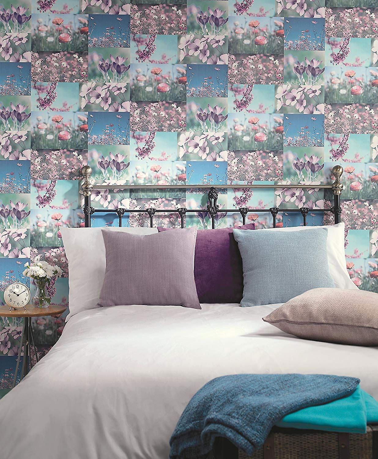 April Wallpaper Heather Pink blomster blomster Collage billeder luksus ...