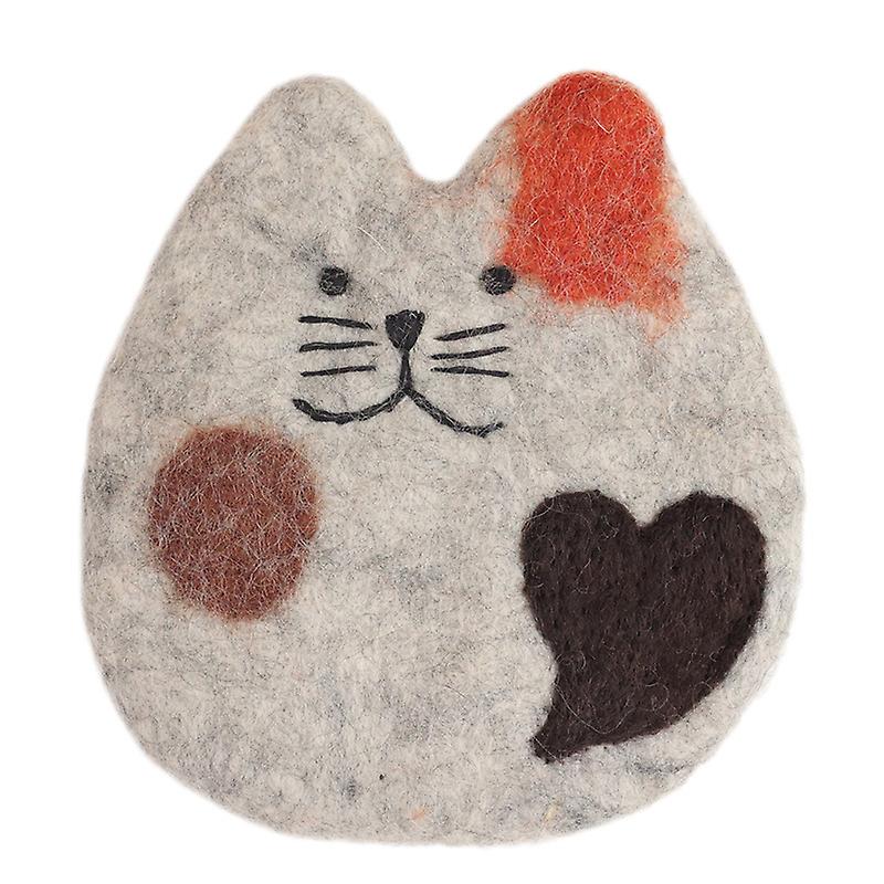 4 Pcs Cat Felt Coasters 5 x 5.5 Cat Shaped Felted Wool Coasters Cute ...