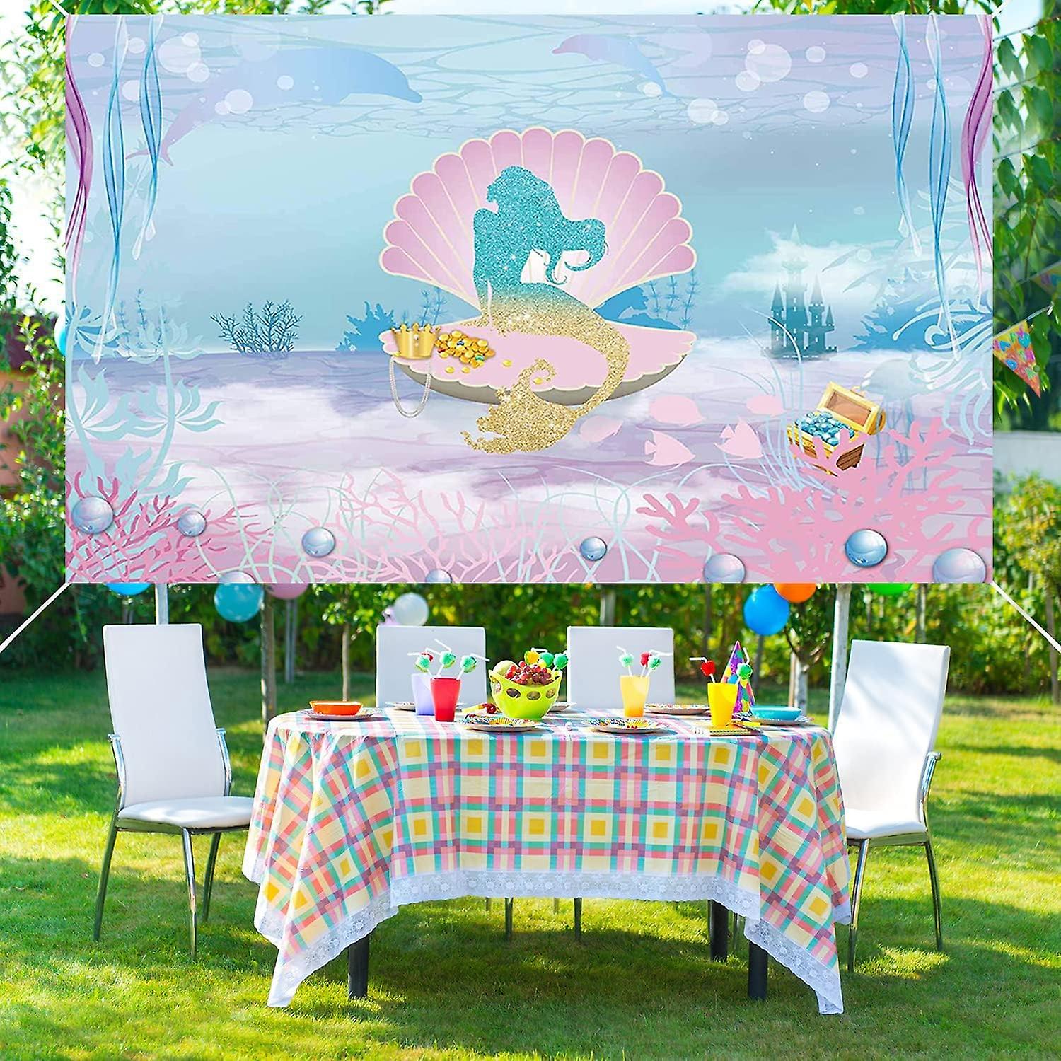 Under The Sea Mermaid Themd Backgroud Banner Mermaid Birthday Party ...