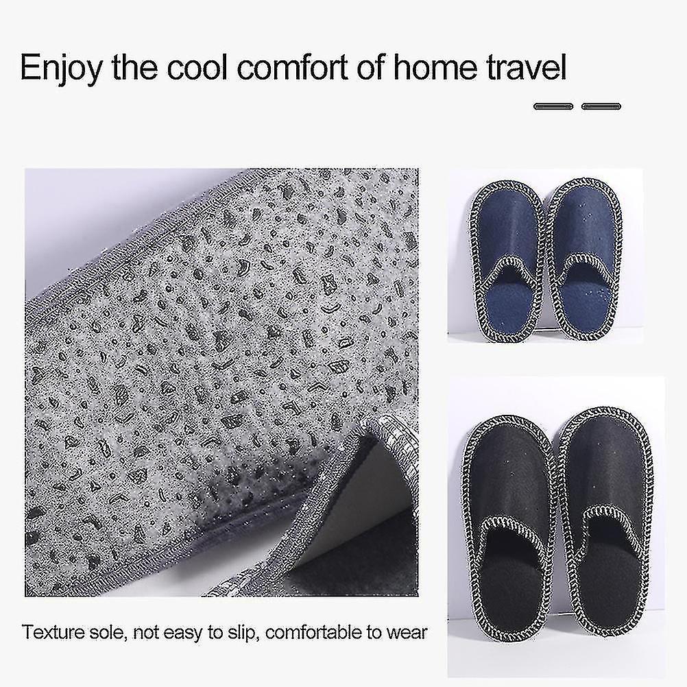 6 Pairs Fleece Felt Slippers Portable Washable Disposable Non Slip Home ...