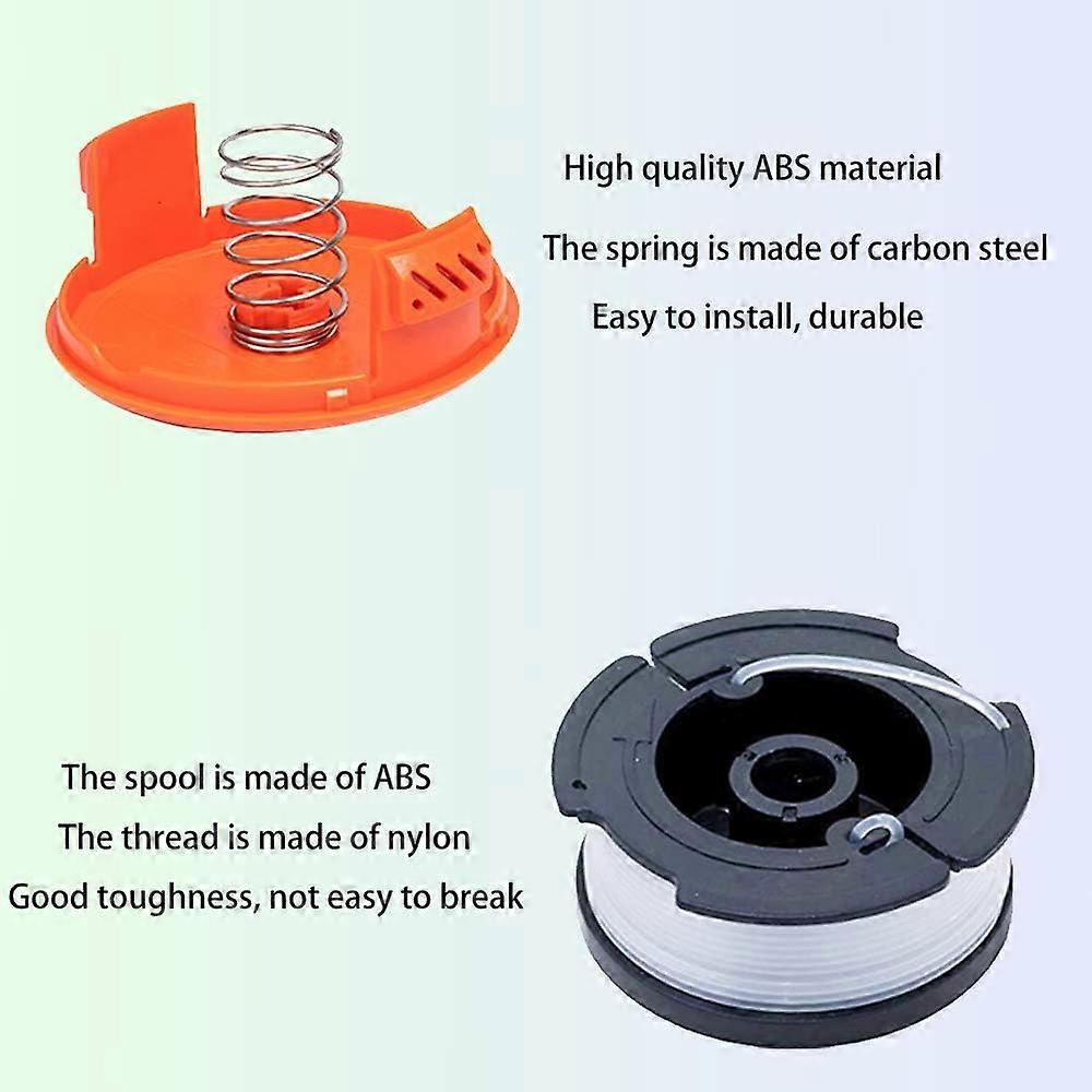 6pcs Black + Decker Bobine de Rechange de Tondeuse Gazon en Nylon pour Coupe-Bordure Bobine de ...