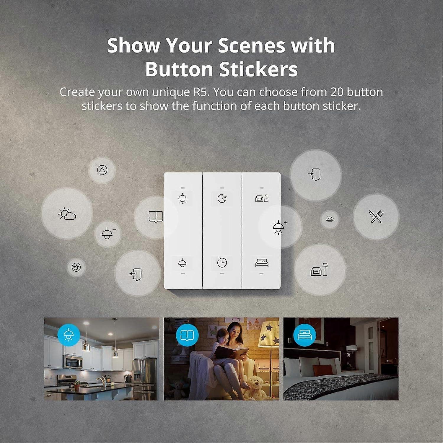 R5W Smart Home Scenes Remote Control 6 Button Wireless Switch, Works ...