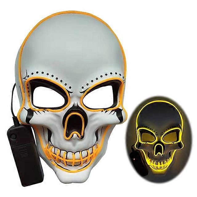 Halloween Skeleton LED Glow Mask Scary Luminous Skull Mask Game Party ...