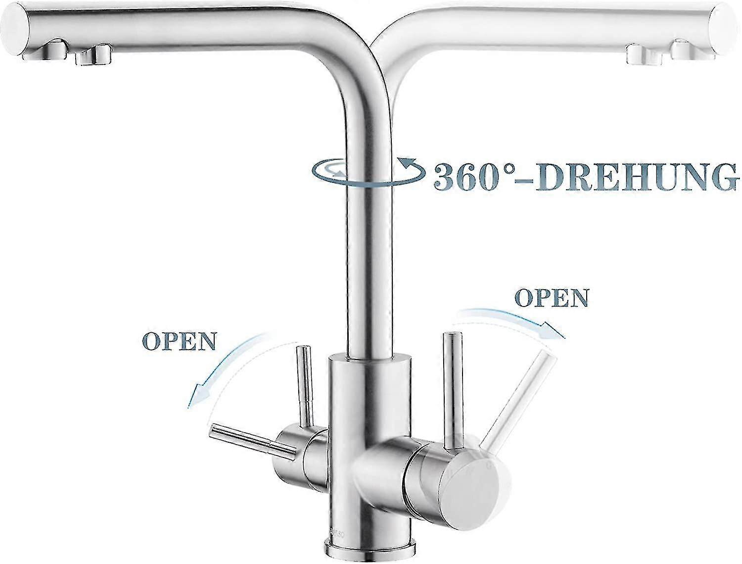 3 Way Kitchen Faucet - 360 Rotatable - 3 In 1 Water Filter Mixer Tap ...