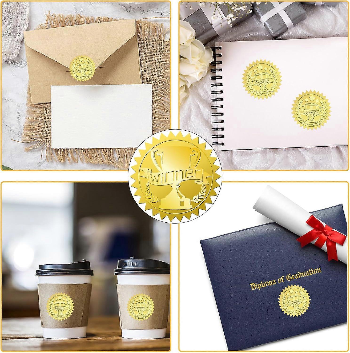 Winner Trophy 408Pcs Gold Foil Embossed Stickers 2" Self Adhesive ...