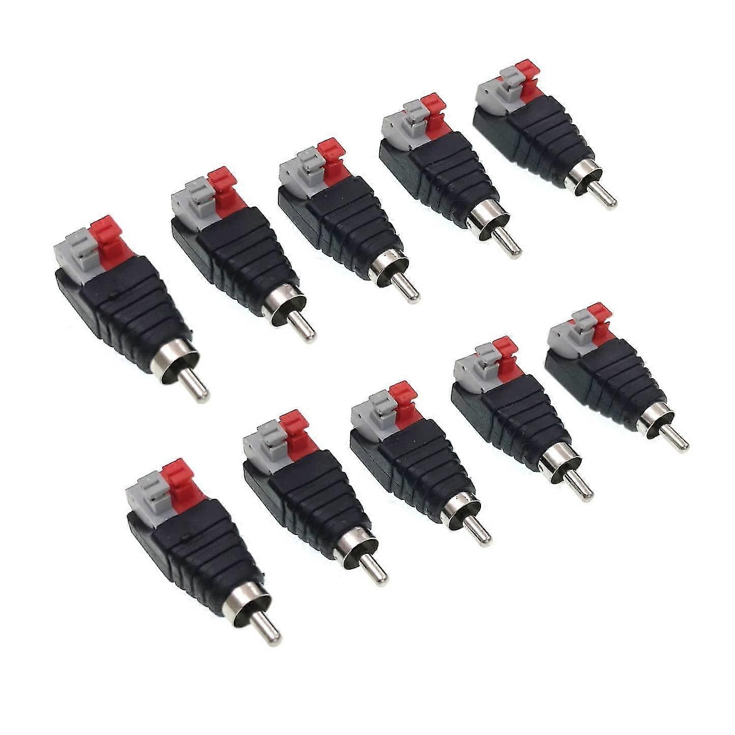 Pack Of 10 Rca To Speaker Cable Adapter, Subwoofer, Phono Rca Male To ...