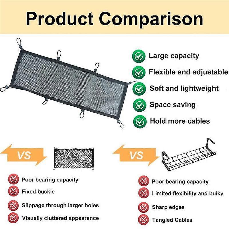 Cable Management Net Under Desk, Extra Large Cable Net, Flexible ...
