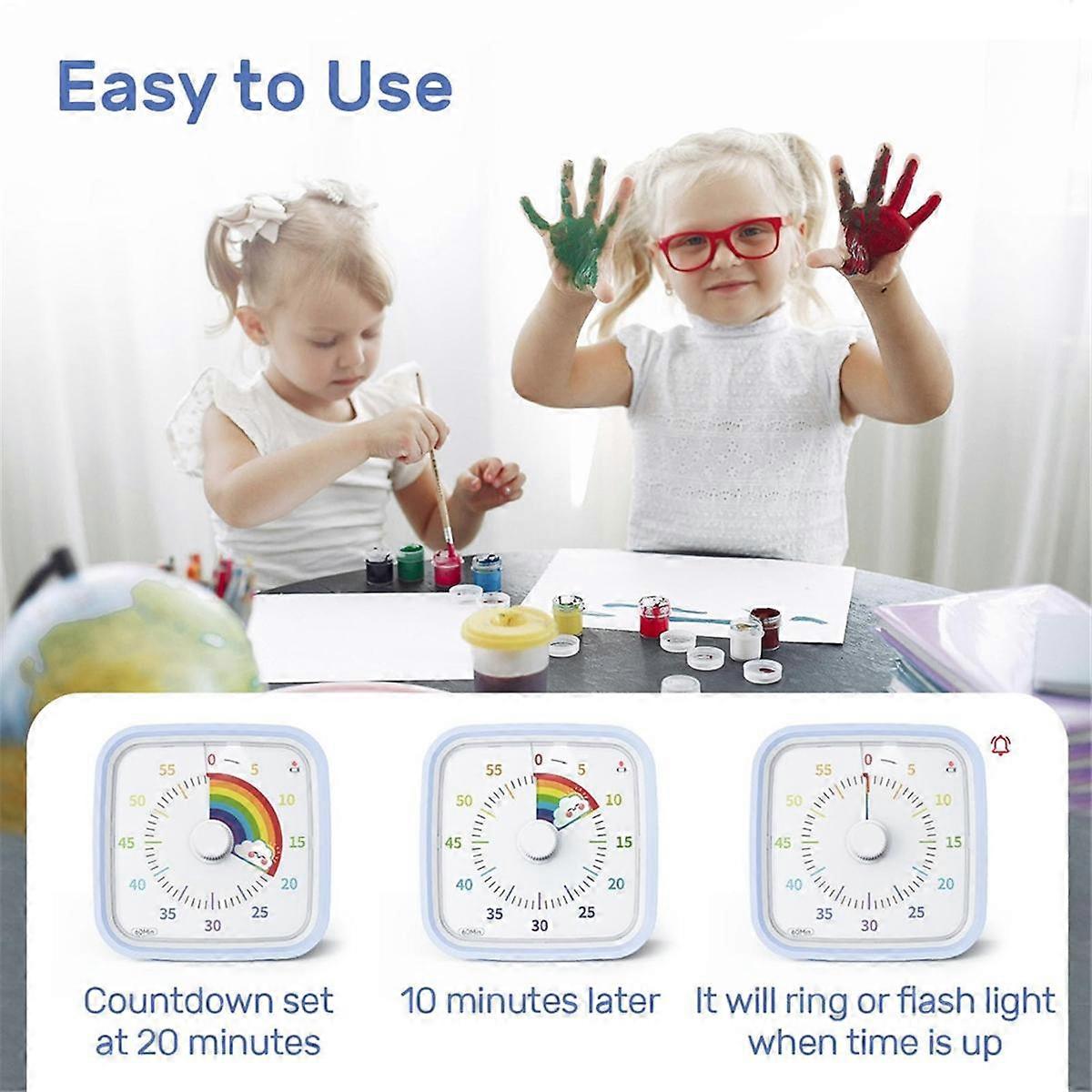 60 Minute Visual Timer with Protective Case, Rainbow Disk Timer, Silent ...