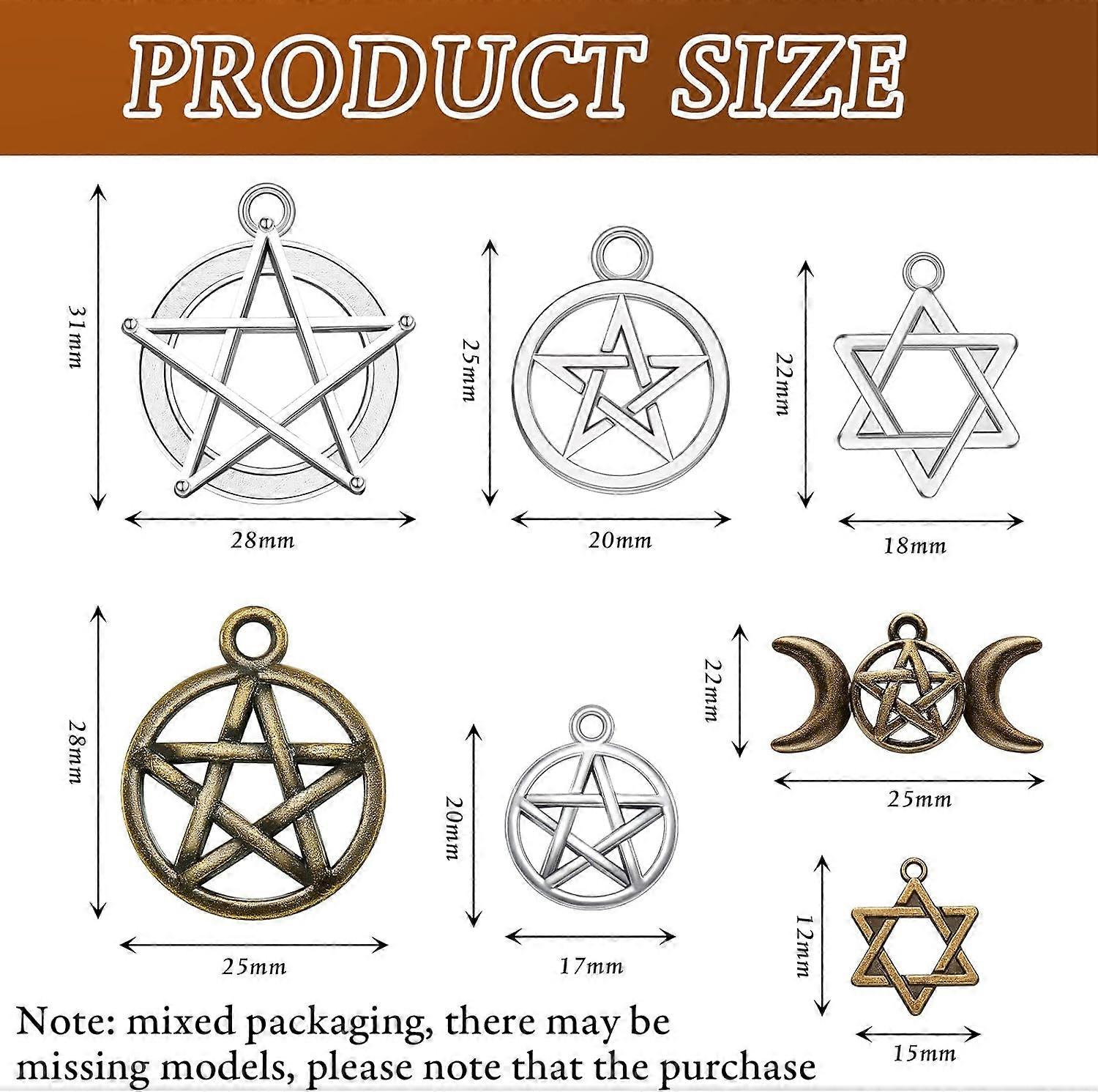80 Pieces Pentagram Witch Mixed Magic Charms Lucky Charms for DIY ...