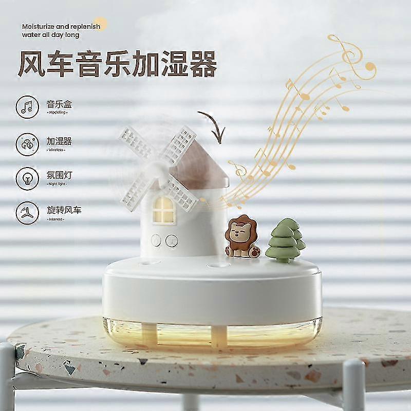 Windmill Music Humidifier, Double Spray Wireless Mini Desktop Adoration ...