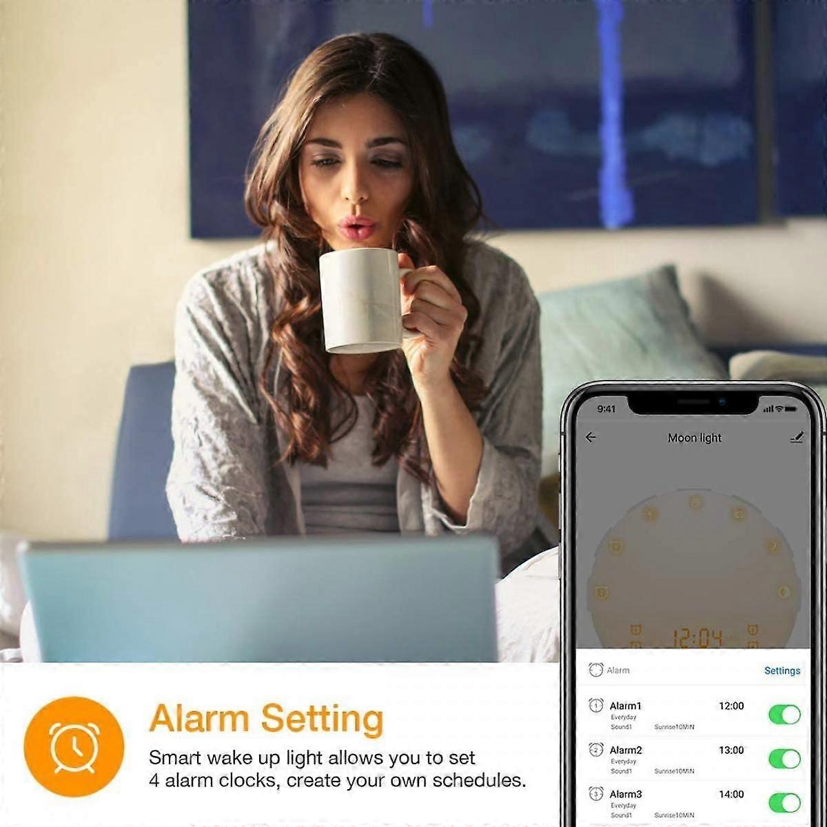 SBSG Smart Wake-Up Light Sleep Aid Digital Dual Alarm Clock with 7 ...