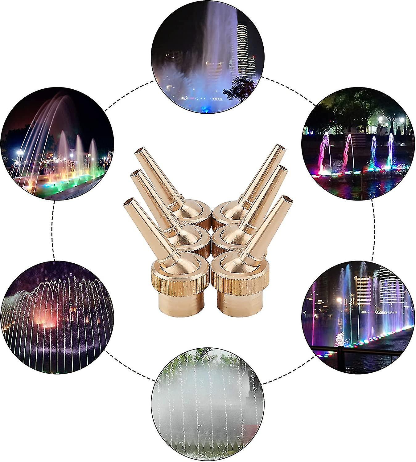 6 Pieces Brass Fountain Jetnozzle, 19mm Landscape Spray Head Dn15 ...