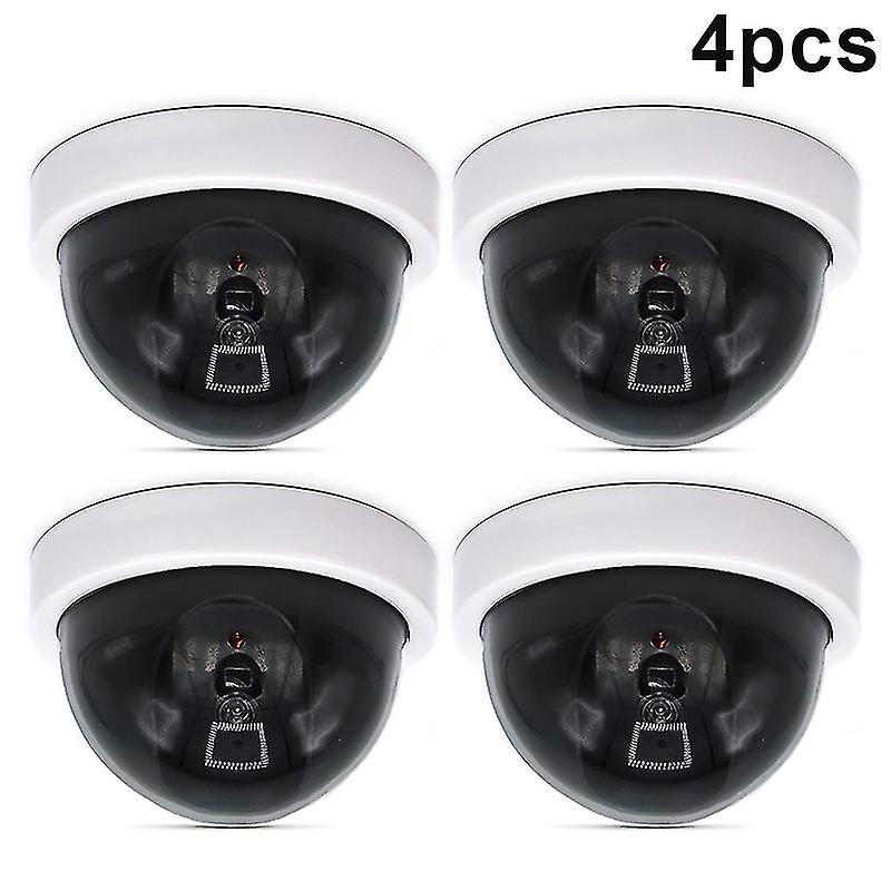 4 Pcs Dummy Security Cctv Dome Camera With Flashing Red Led Light ...