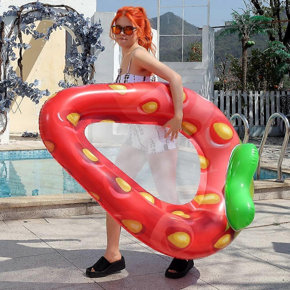 Inflatable Strawberry Pool Floats Large Lounge Toys for Kids Adults ...