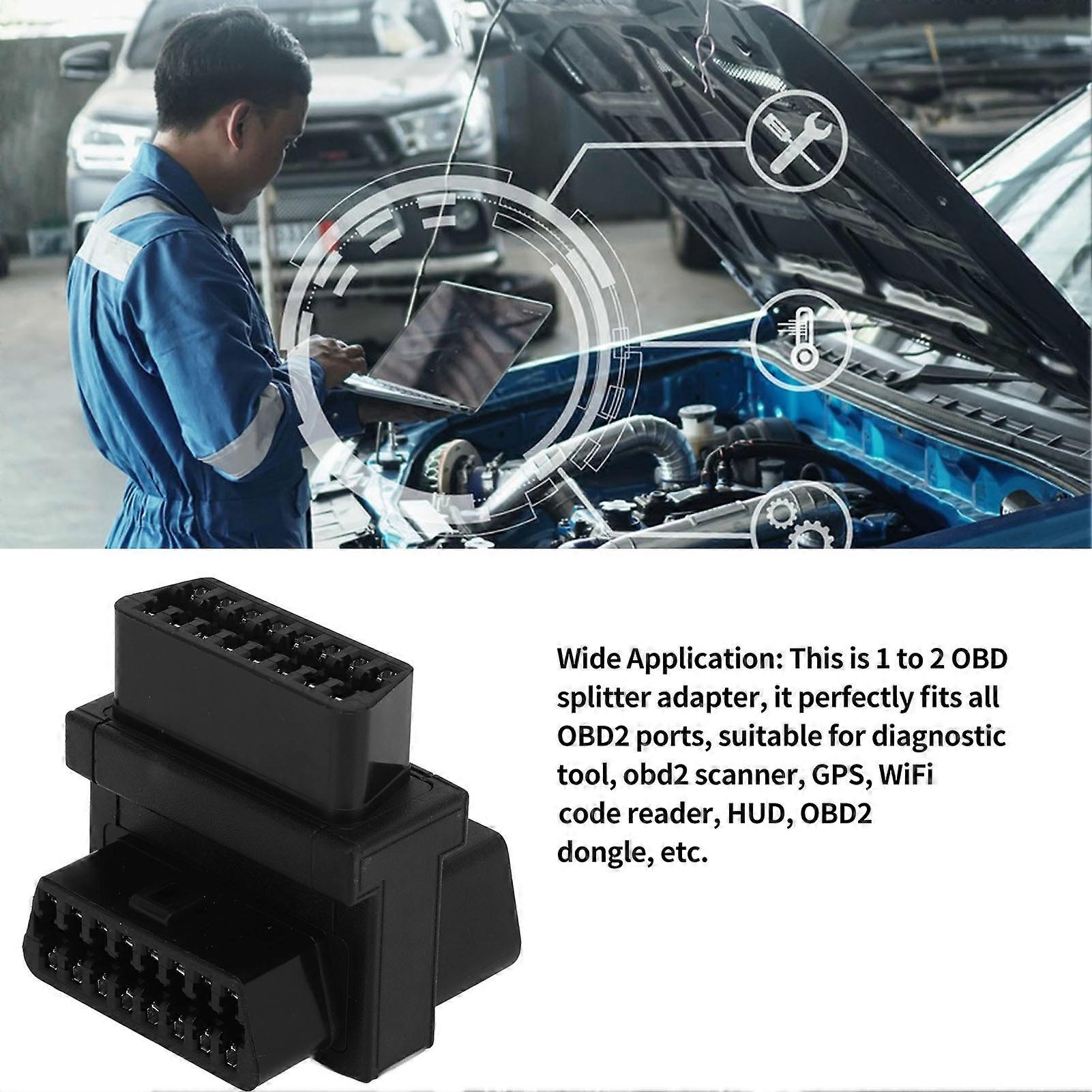 OBD2 Adapter 16 Pin Male to 2 Female Plug and Play Splitter Connector ...