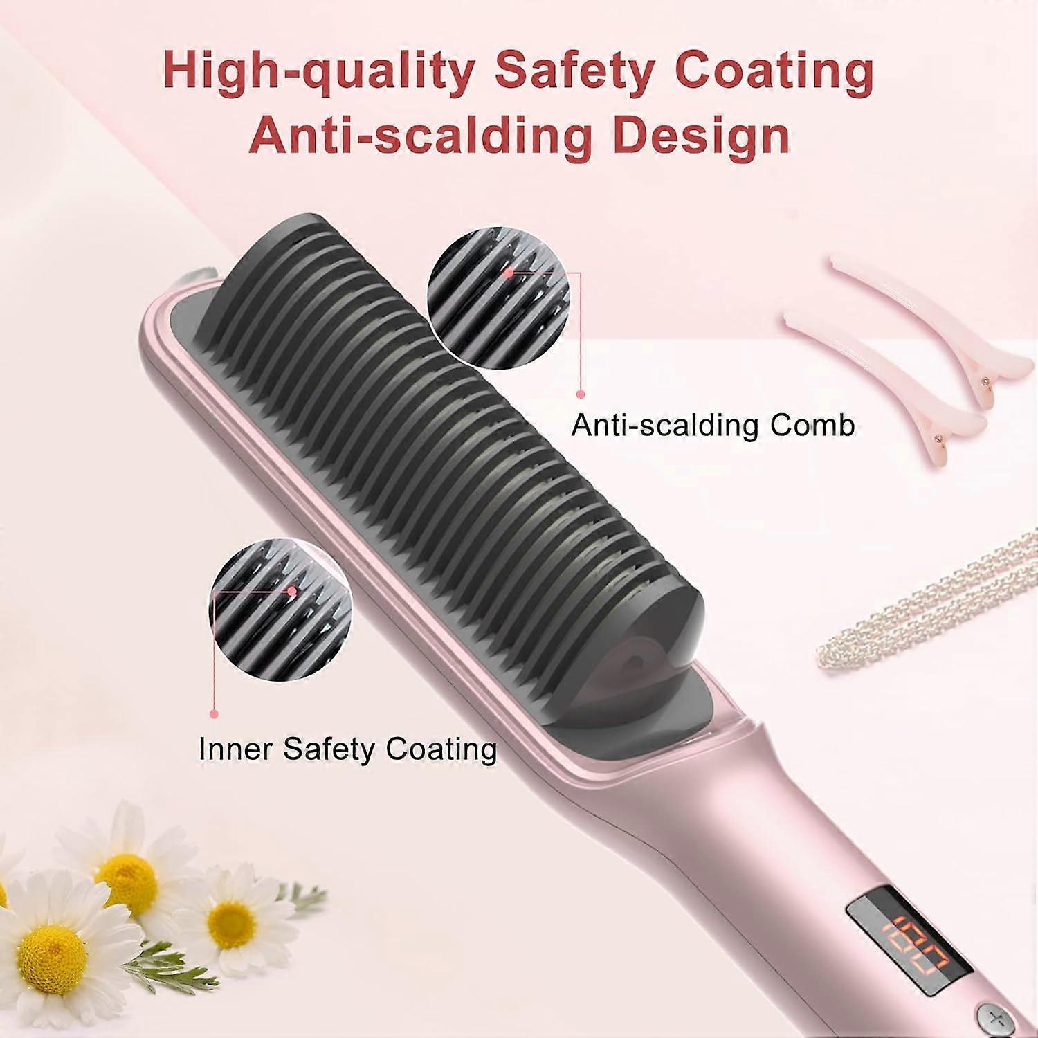 Ionic Hair Straightener Brush, Anion Hair Straightening Brush with LED ...