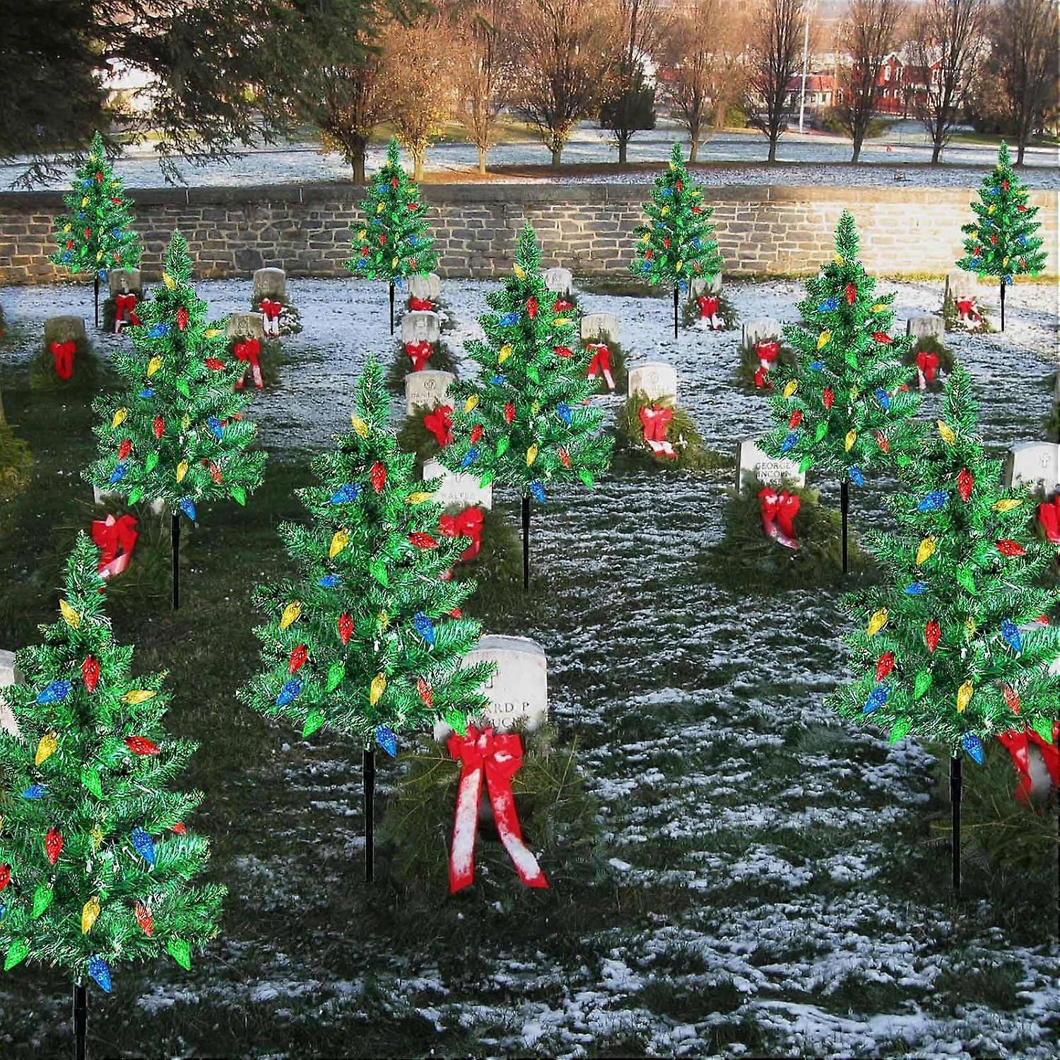 Solar Christmas Tree with Multicolor LED Lights - Prelit Small Tree for ...