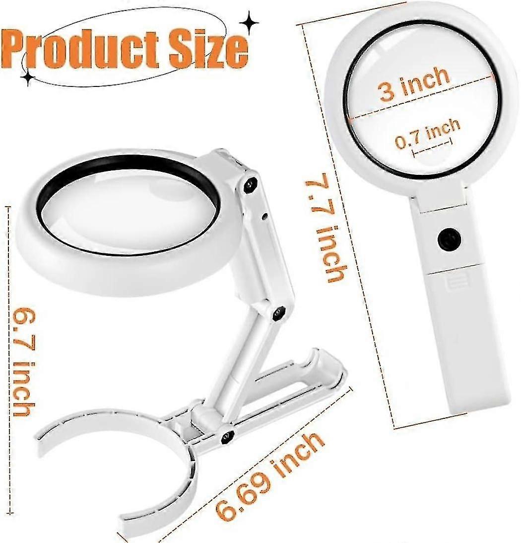 30x 10x Magnifying Glass With Light And Stand, Foldable Handheld ...