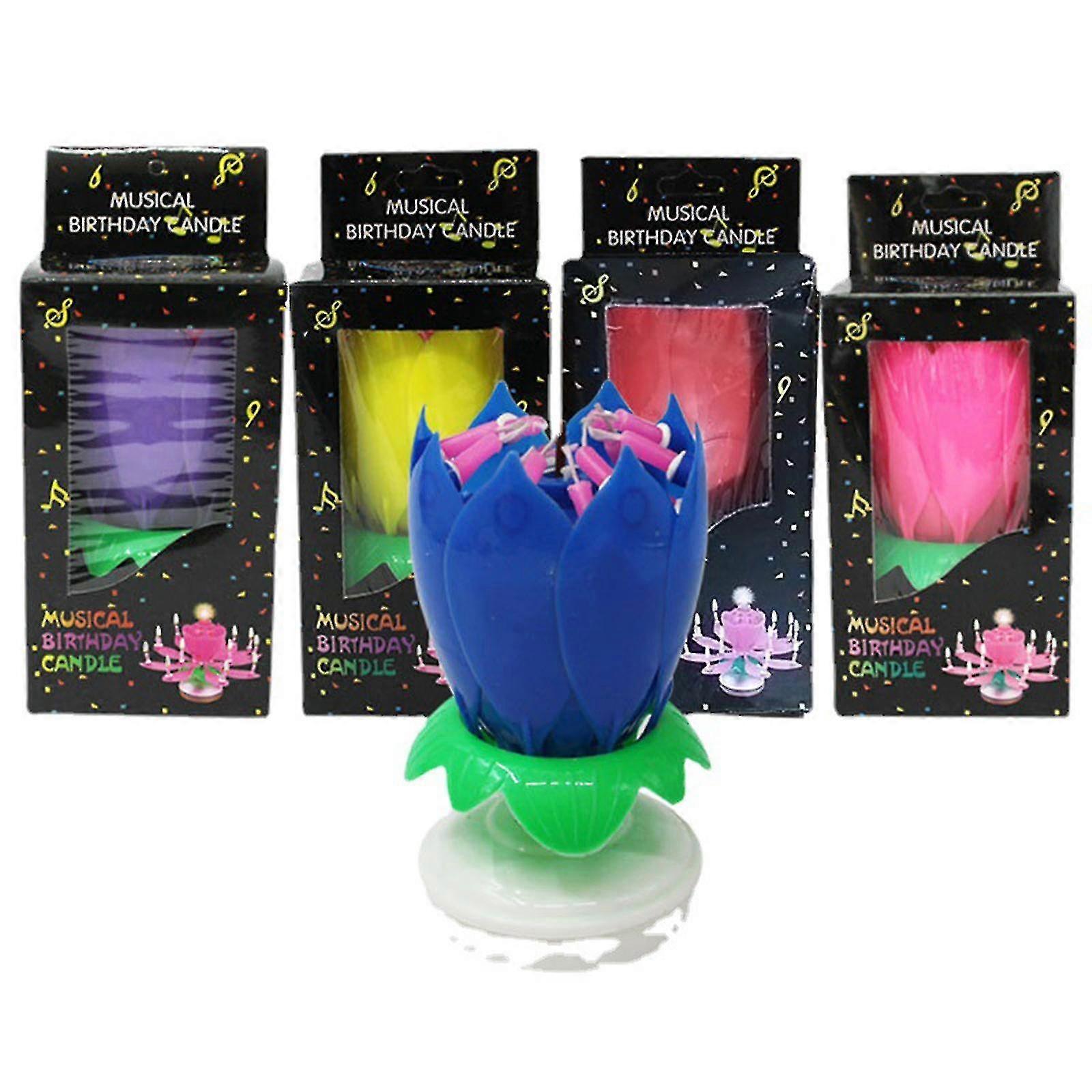 Musical Birthday Candle Magic Lotus Flower Candles Blossom Rotating ...
