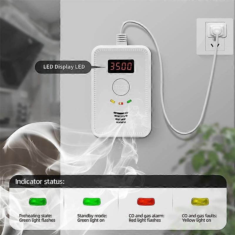 Gas Leak Detector Natural Gas Detector and Plug in Carbon Monoxide ...