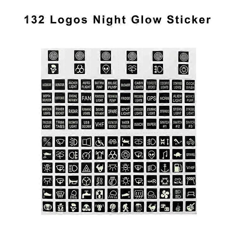 Black/Clear/Night Glow Rocker Switch Labels Stickers Logo For Marine ...