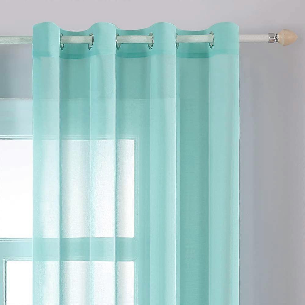 2 Panels Eyelet Sheer Curtains in Linen Effect Sheer Window Sheer ...