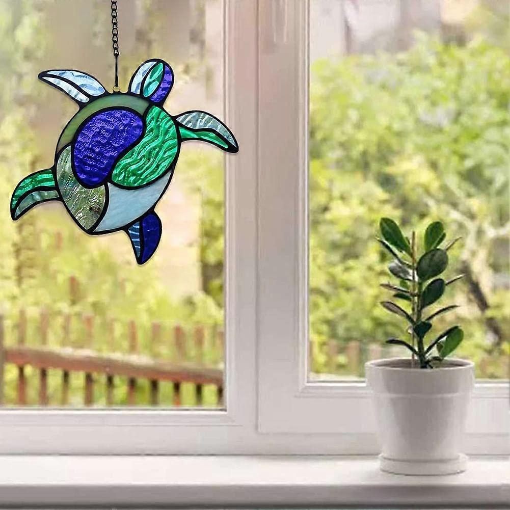 1 Piece Sea Turtle Decor Stained Window Hangings Sea Turtle Sun Catcher ...