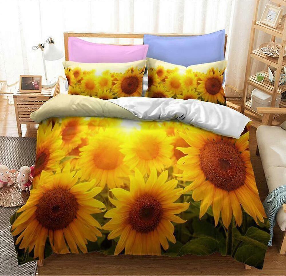v2471 Bed Sheets Sunflowers Floral Print Duvet Cover Set Kids Comforter ...