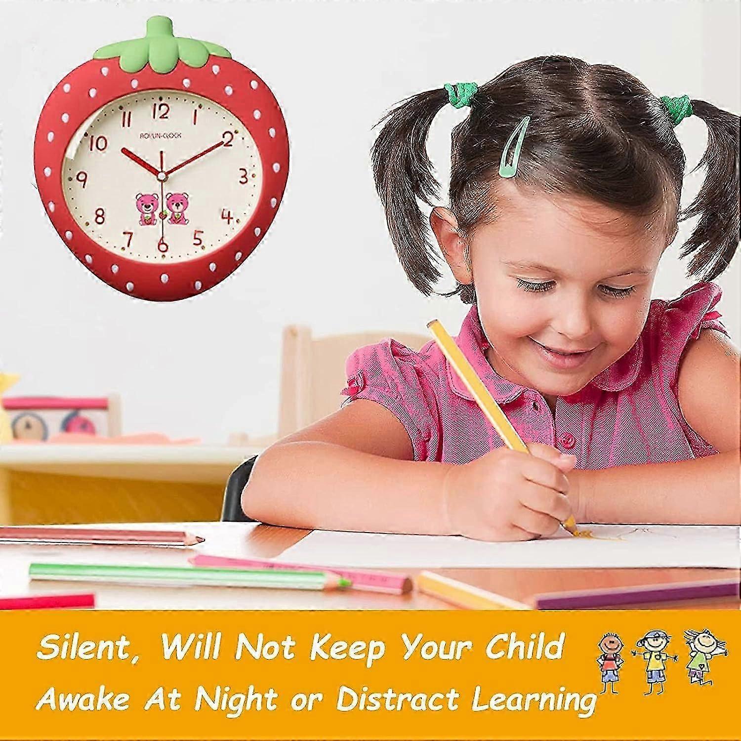 Strawberry Wall Clock 12 Inch Silent Battery Operated - Cartoon Decor ...