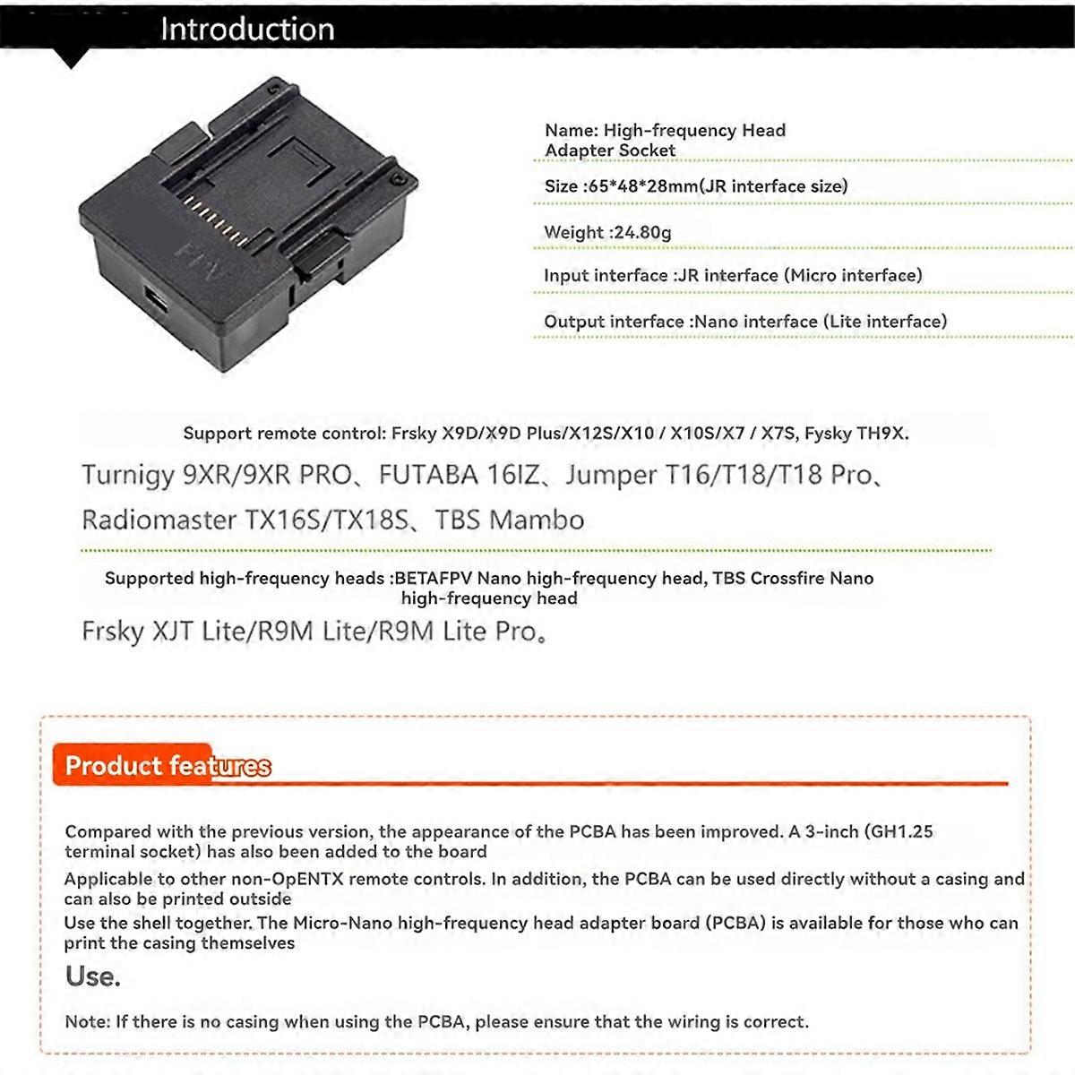Micro-Type to Nano Module Adapter with JR Input/Nano Output Supported ...