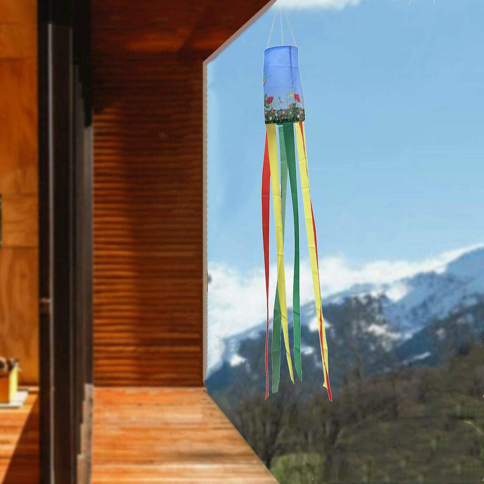 Summer Rainbow Hummingbird Windsock Decor Colorful Wind Sock Flag ...
