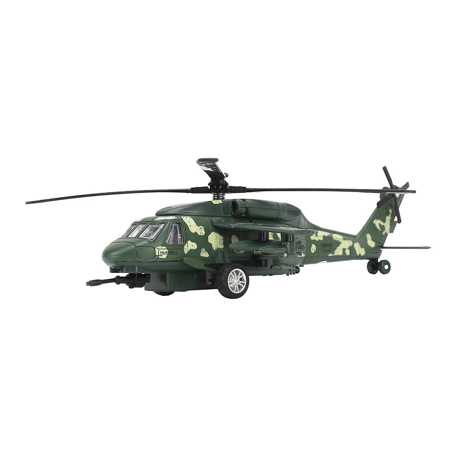 Diecast Metal Helicopter Model Sound Light Pullback Alloy Fighter ...