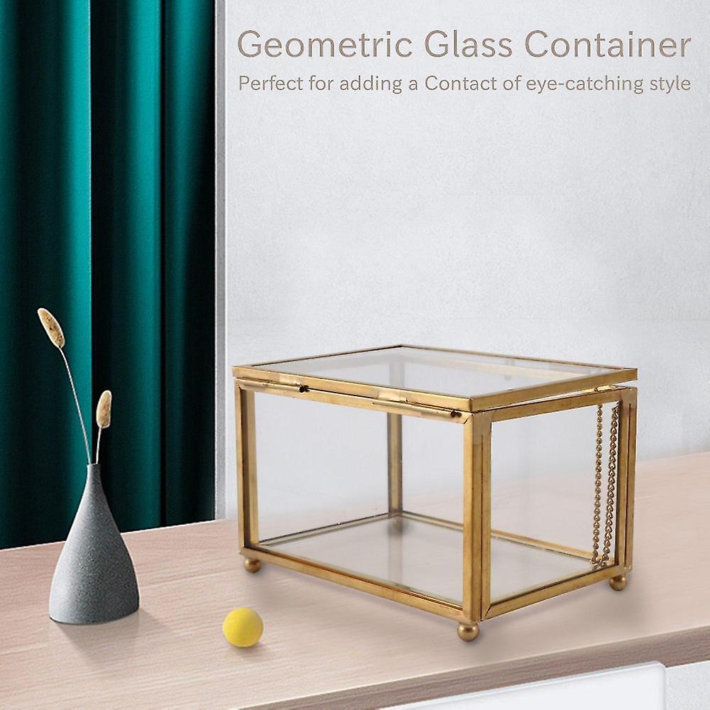 Geometric Glass Style Jewelry Box Table Container Compatible Displaying ...