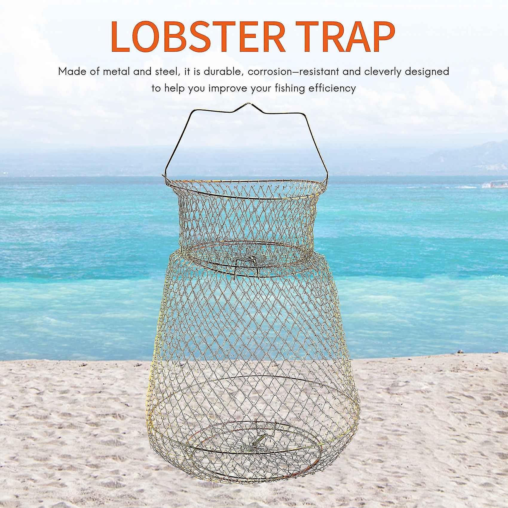 Foldable Portable Steel Wire Fishing Pot Trap Net Crab Crawdad Cage ...