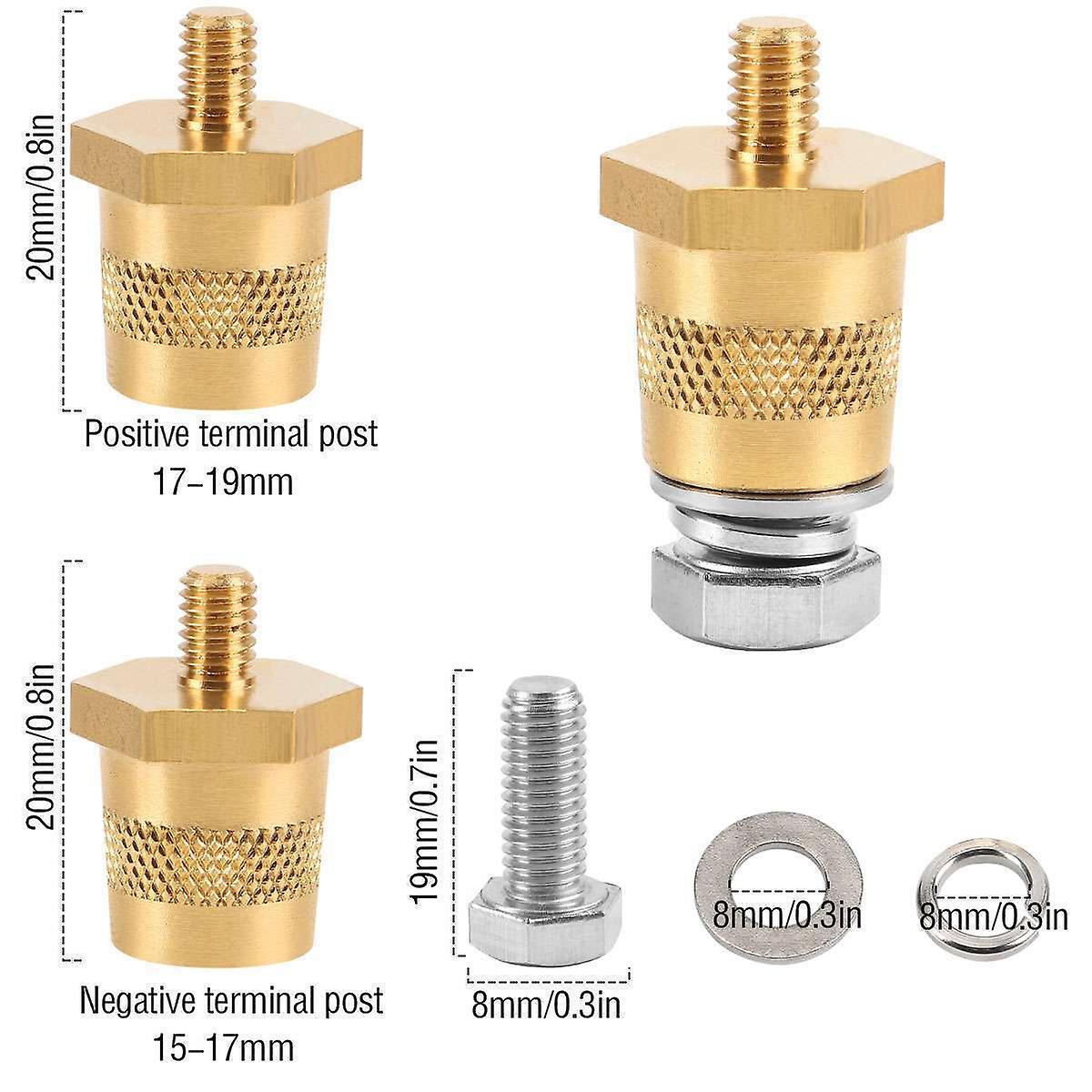 2Pcs Battery Pole Adapter Terminal Connector Fittings M6 M8 Thread Post ...