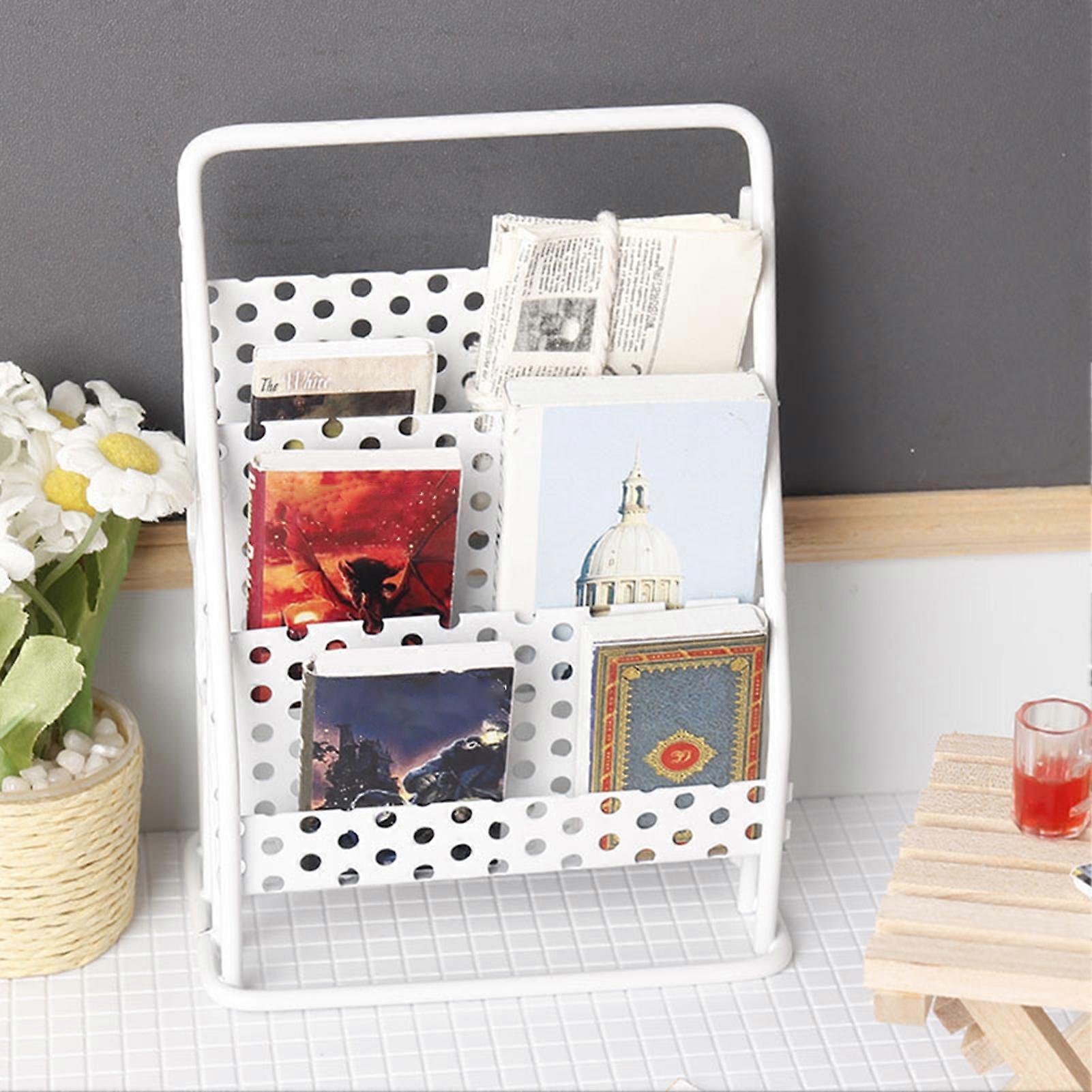 Mini Newspaper Stand 1/12 Scale Dollhouse Metal Magazine Display Rack ...
