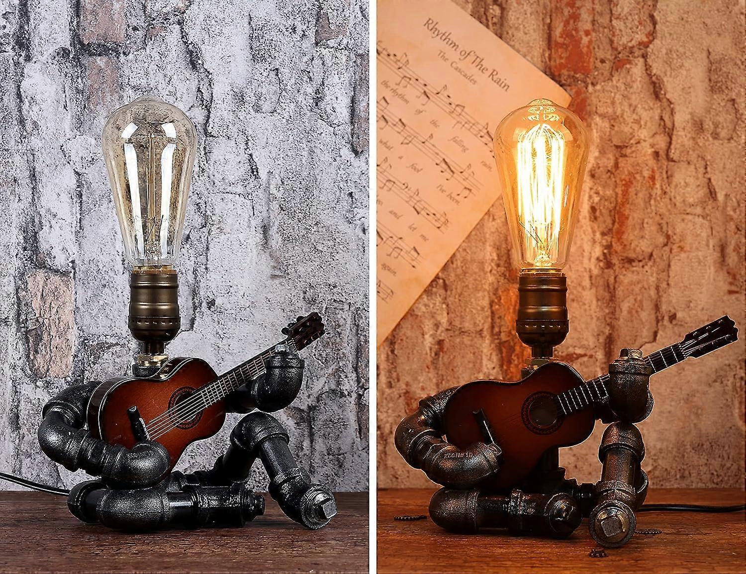 Steampunk Table Lamp, Musical Guitar Table Lamp Art Decors with Edison ...