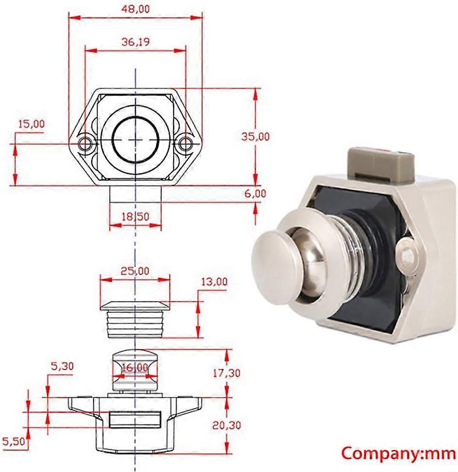 Pushbutton closure for furniture, 10 pieces, for keyless closing of ...