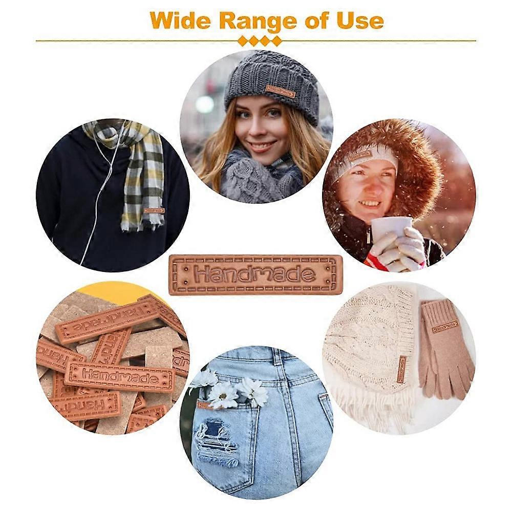 100Pcs PU Leather Handmade Labels Tags Embossed Labels Textile Leather ...