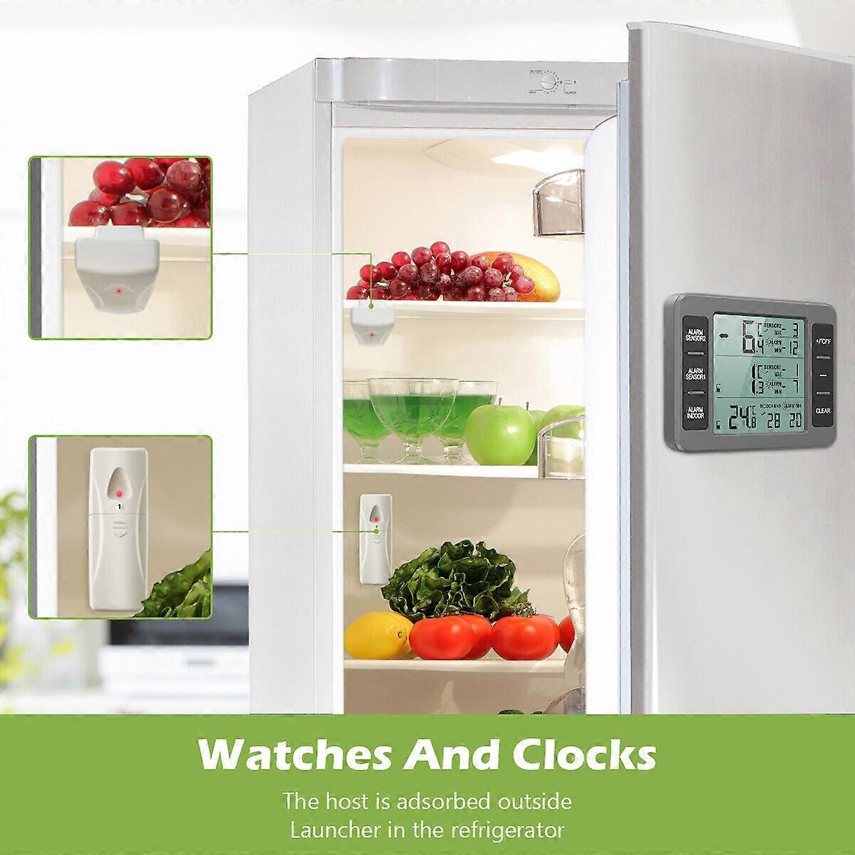 Wireless Digital Freezer Alarm Thermometer Fridge Home Indoor Outdoor 2 ...