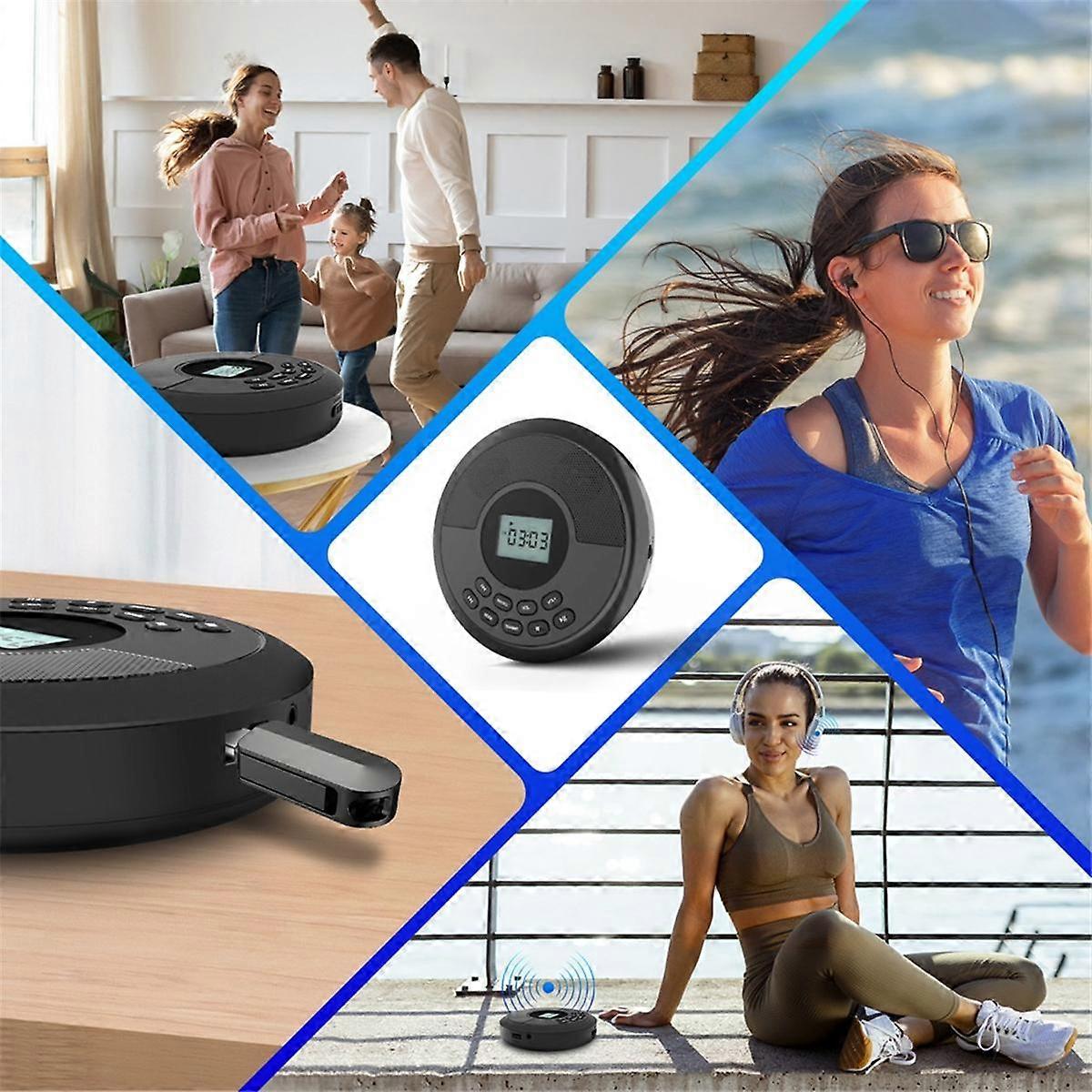 Portable Bluetooth CD Player Rechargeable Discman with Dual Speakers ...