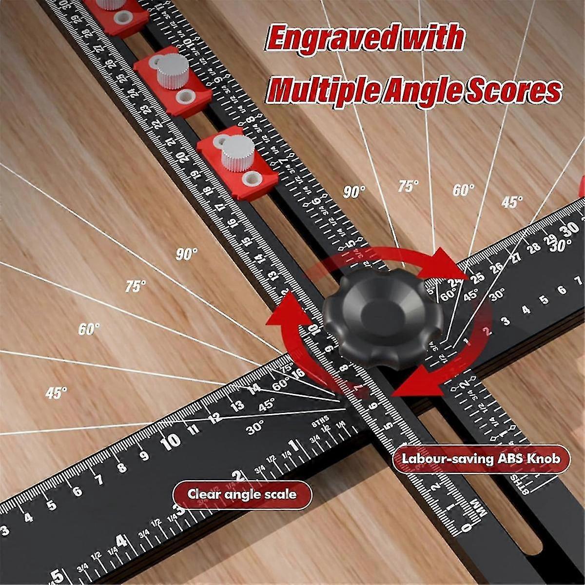 Woodworking 2 In 1 Drilling Positioning Ruler Combination Angle Ruler T ...
