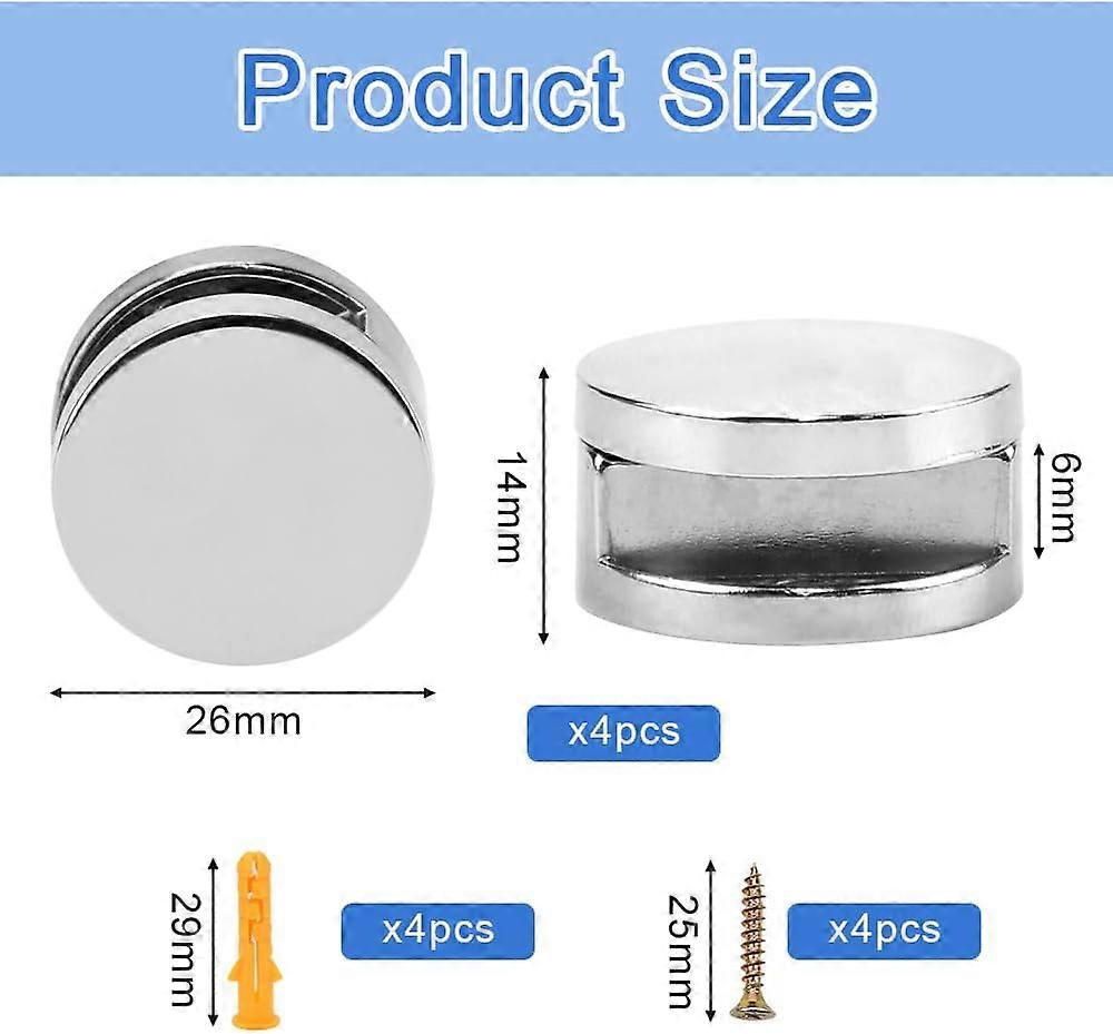 4PCS Mirror Wall Mount Clips Bathroom Mirror Holder, Stainless Steel ...