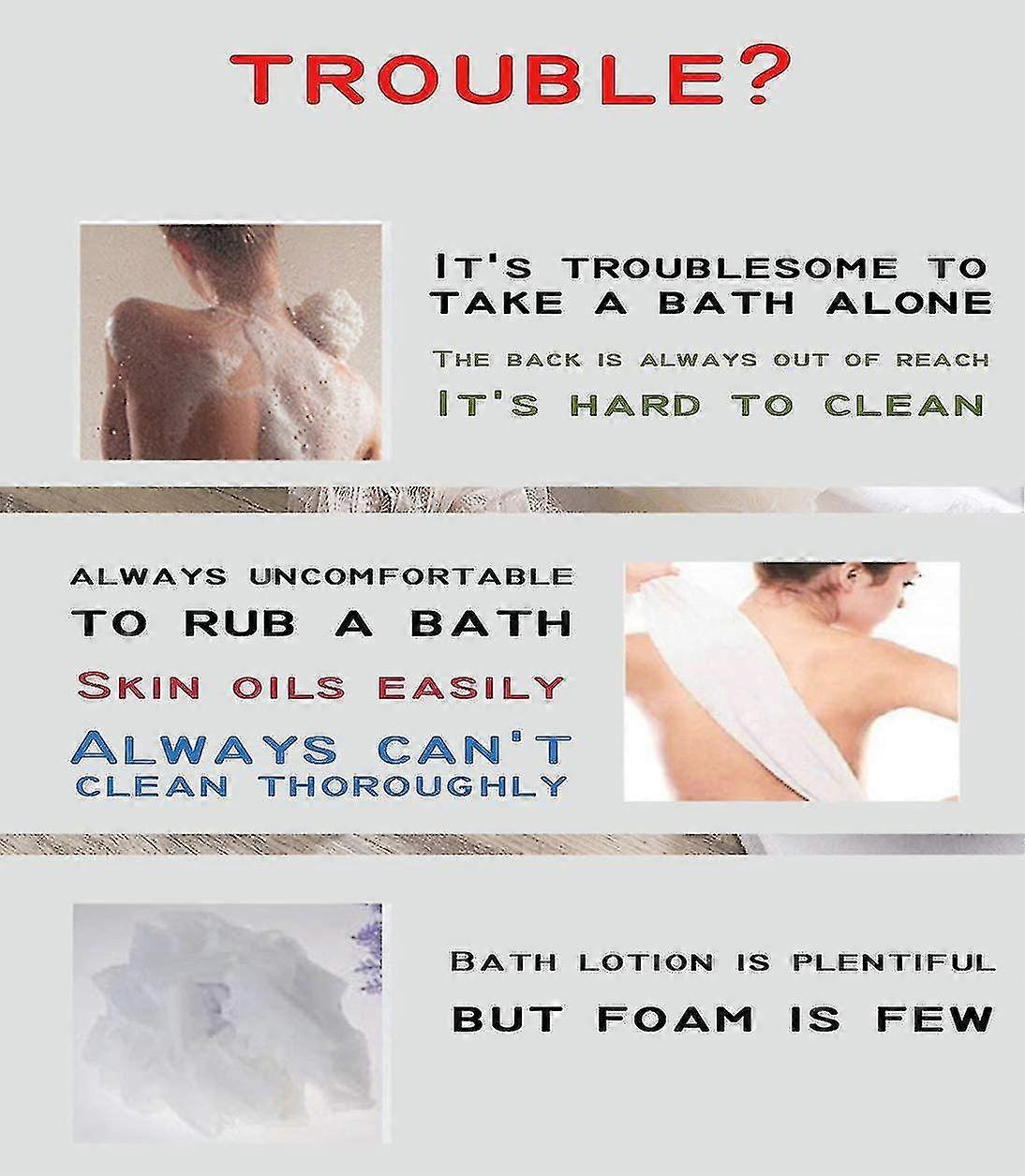 4 Packs Long Stretch Back Sponge With Rope Handles Back Scrubber Bath ...